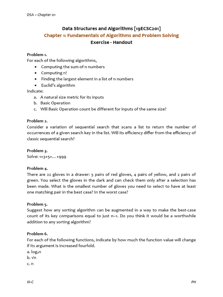1 Exercise Handout | PDF | Algorithms | Matrix (Mathematics) 1 Exercise Handout | PDF | Algorithms | Matrix (Mathematics)