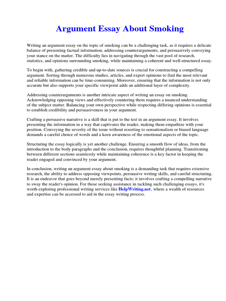 Argument Essay About Smoking | PDF | Essays | September 11 Attacks