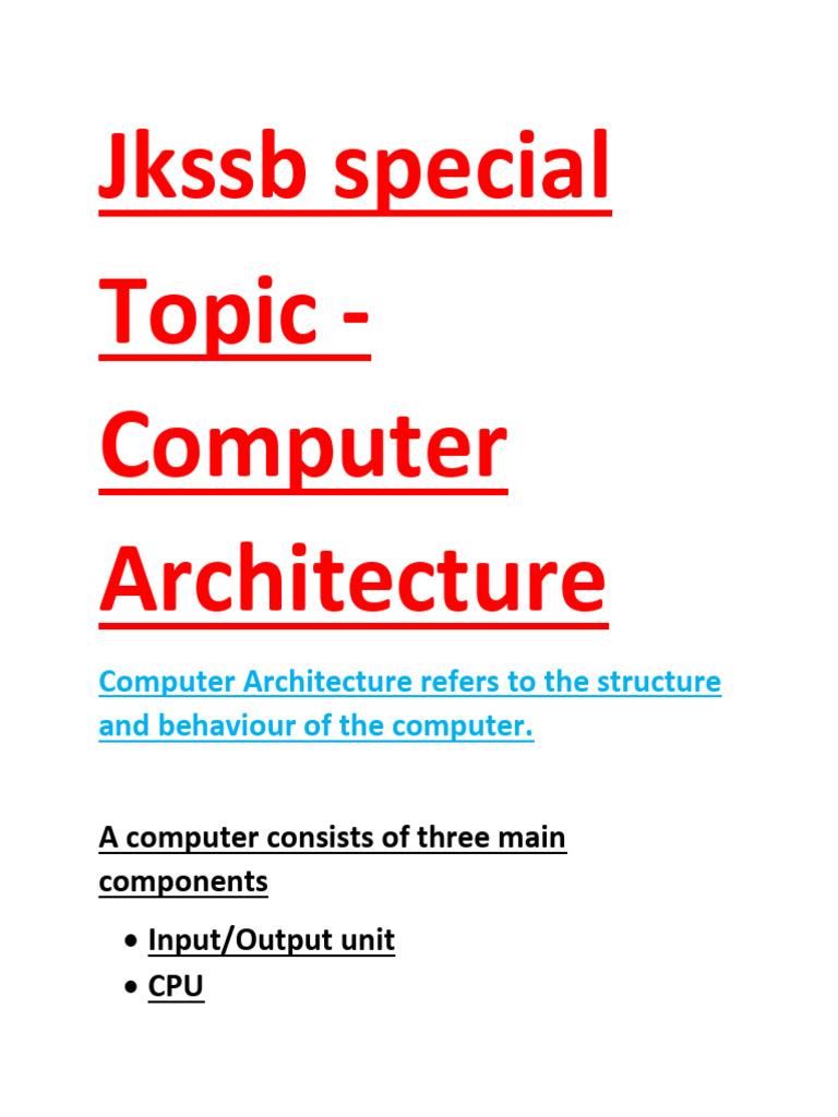 Computer Architecture | PDF | Central Processing Unit | Computer Data Storage