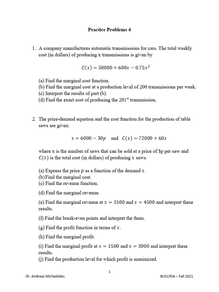 Practice Problems 4 | PDF