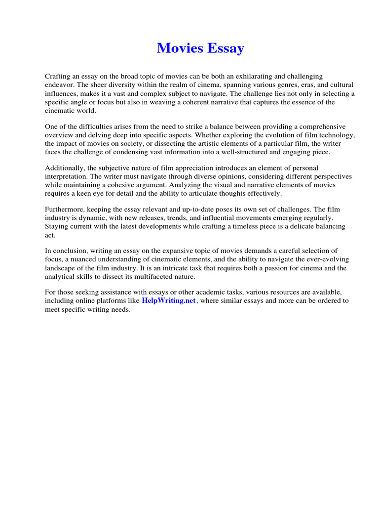 Movies Essay | PDF | Essays