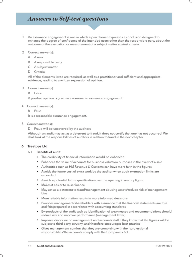Self - Test Answers - L1 | PDF | Audit | Economies