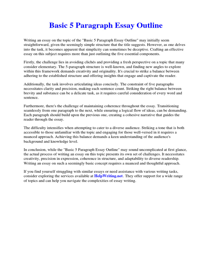 Basic 5 Paragraph Essay Outline | PDF | Nahuatl