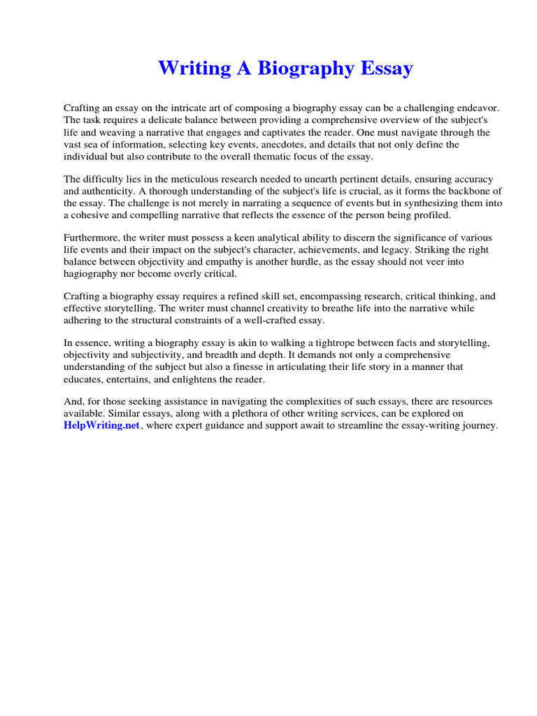 Writing a Biography Essay | PDF | Cognition | Cognitive Science