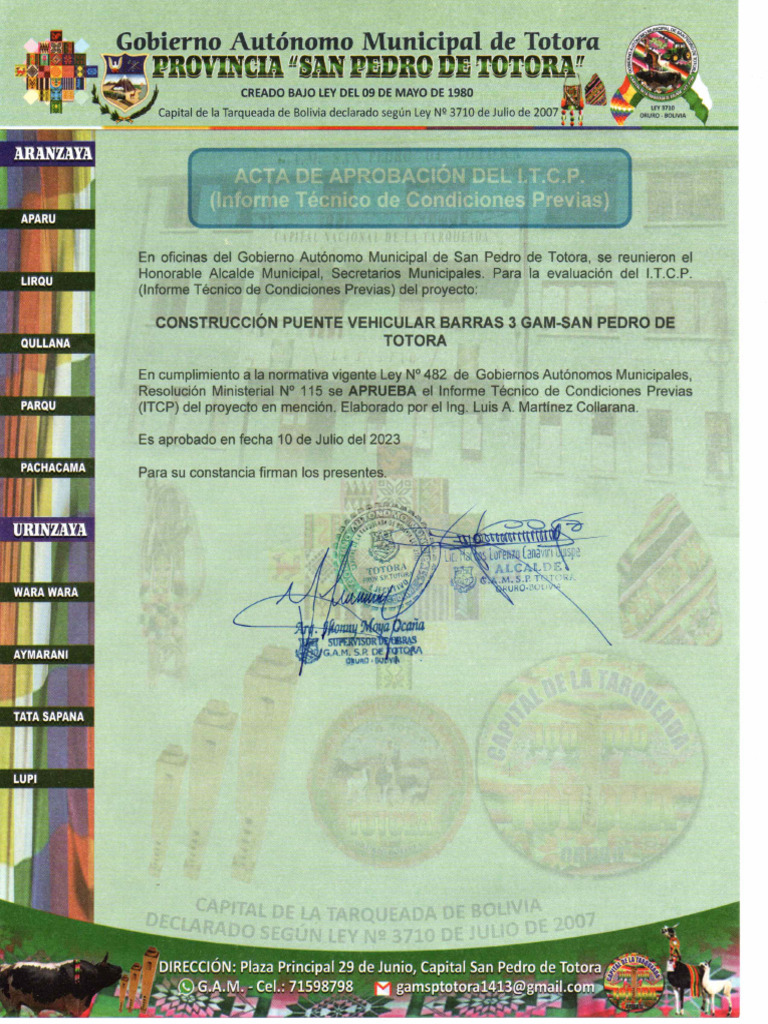 Acta Aprobacion Itcp | PDF