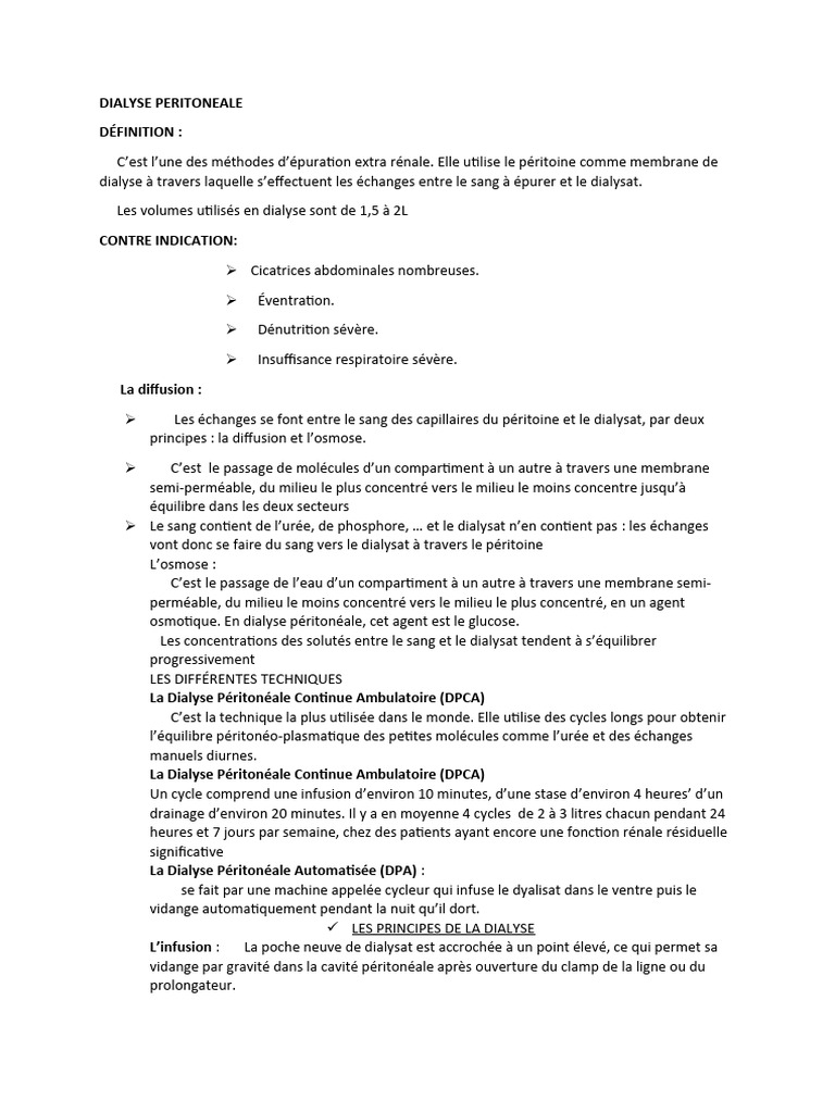 Dialyse Peritoneale | PDF | Spécialités médicales | Médecine clinique