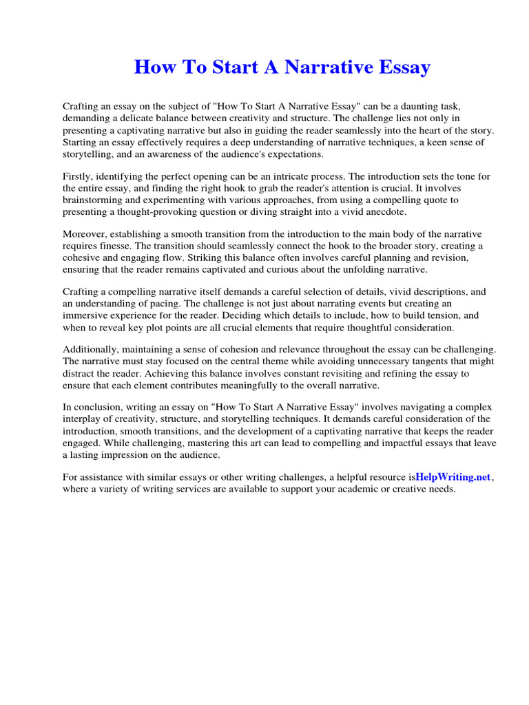 How To Start A Narrative Essay | Download Free PDF | Auction | Narrative