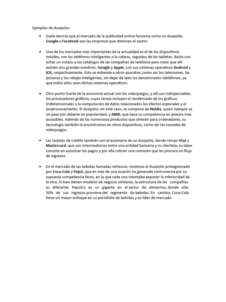 Ejemplos de Duopolio | PDF