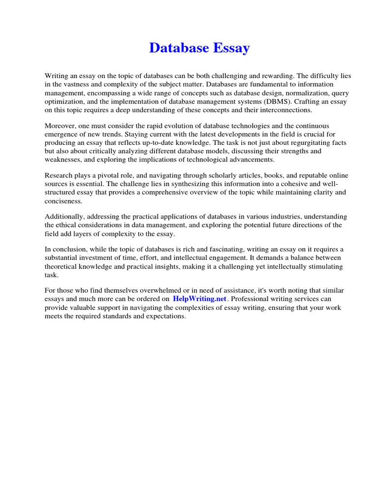 Database Essay | PDF | Databases Database Essay | PDF | Databases