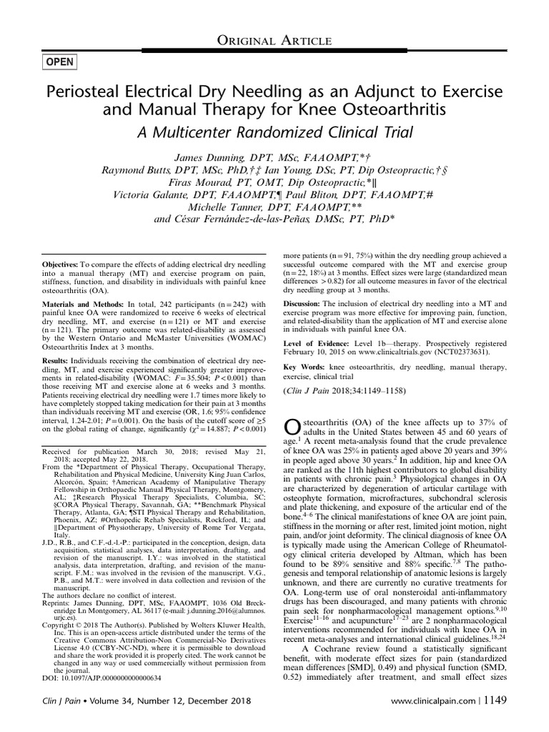 Dunning James Et Al | PDF | Osteoarthritis | Diseases And Disorders