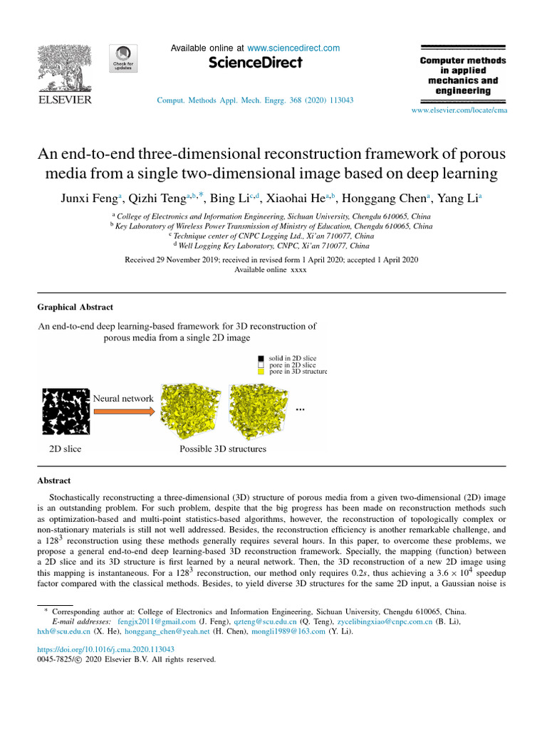 An End-To-End Three-Dimensional Reconstruction Framework of Porous Media From A Single Two ...