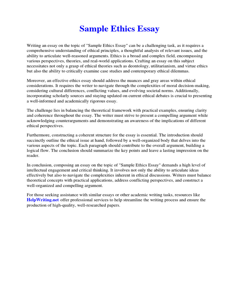 Sample Ethics Essay | PDF