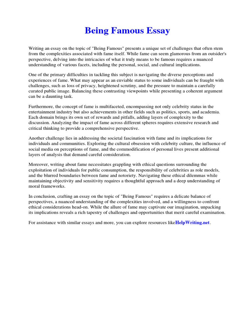 Being Famous Essay | PDF