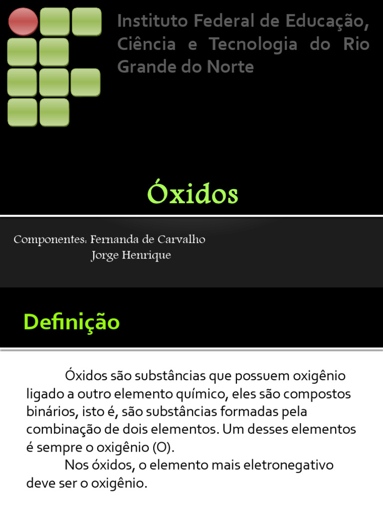 Óxidos | PDF | Óxido | Cálcio
