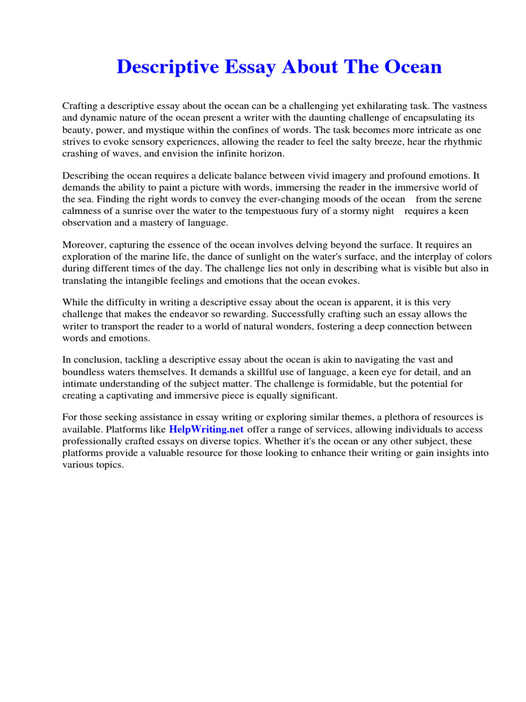 Descriptive Essay About the Ocean | PDF | Wolfgang Amadeus Mozart