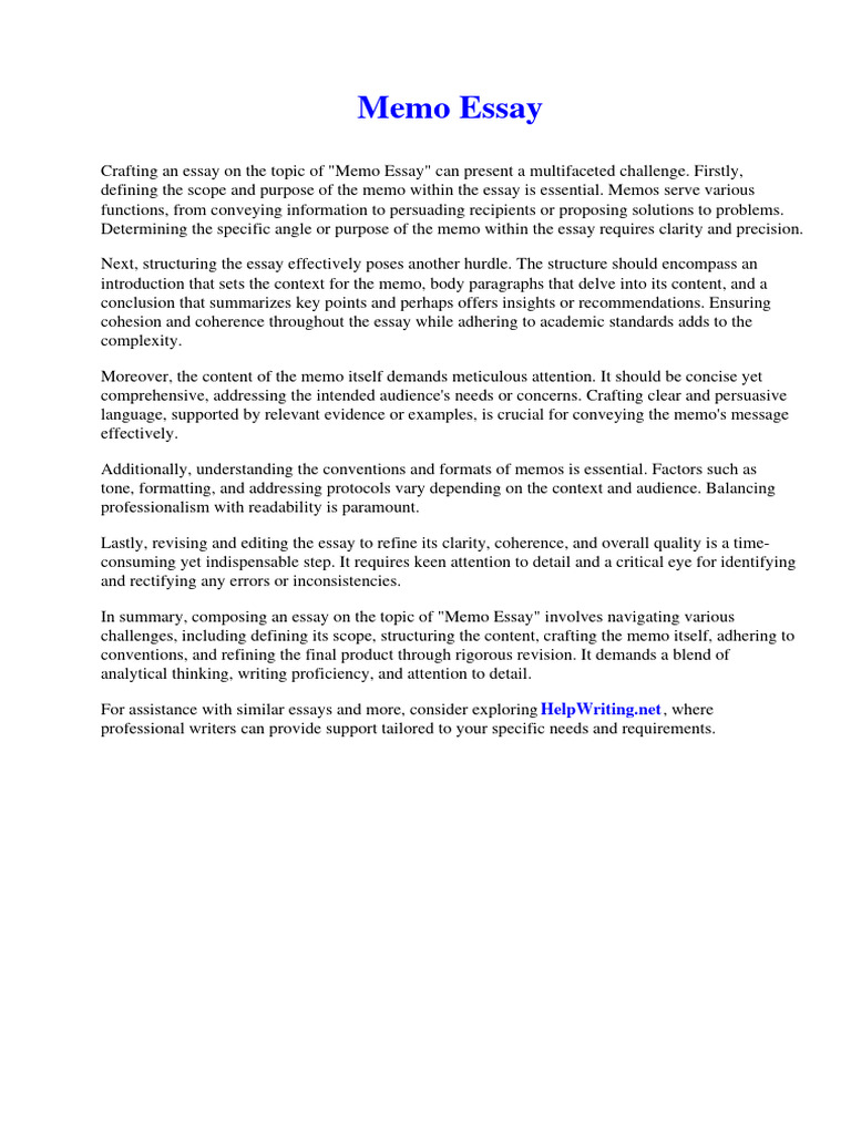 Memo Essay Pdf