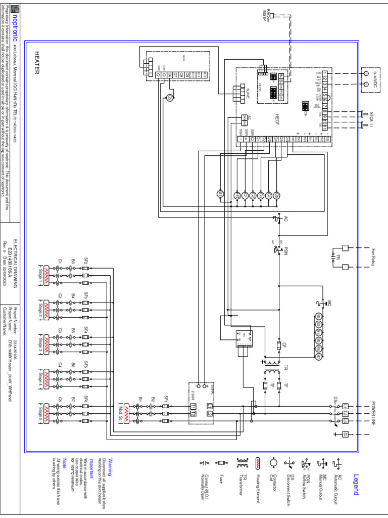 Electrical Drawing for 90kW Heater | PDF | Components | Wire