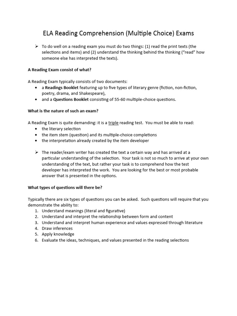Mastering ELA Reading Exams Guide | PDF