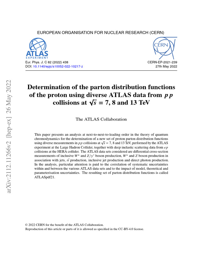 Determination of The Parton Distribution Functions of The Proton Using ...
