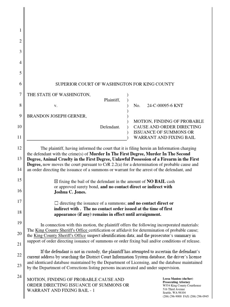 2024-14-02 Warrant Brandon-Gerner Wa PDF | PDF | Bail | Arrest Warrant
