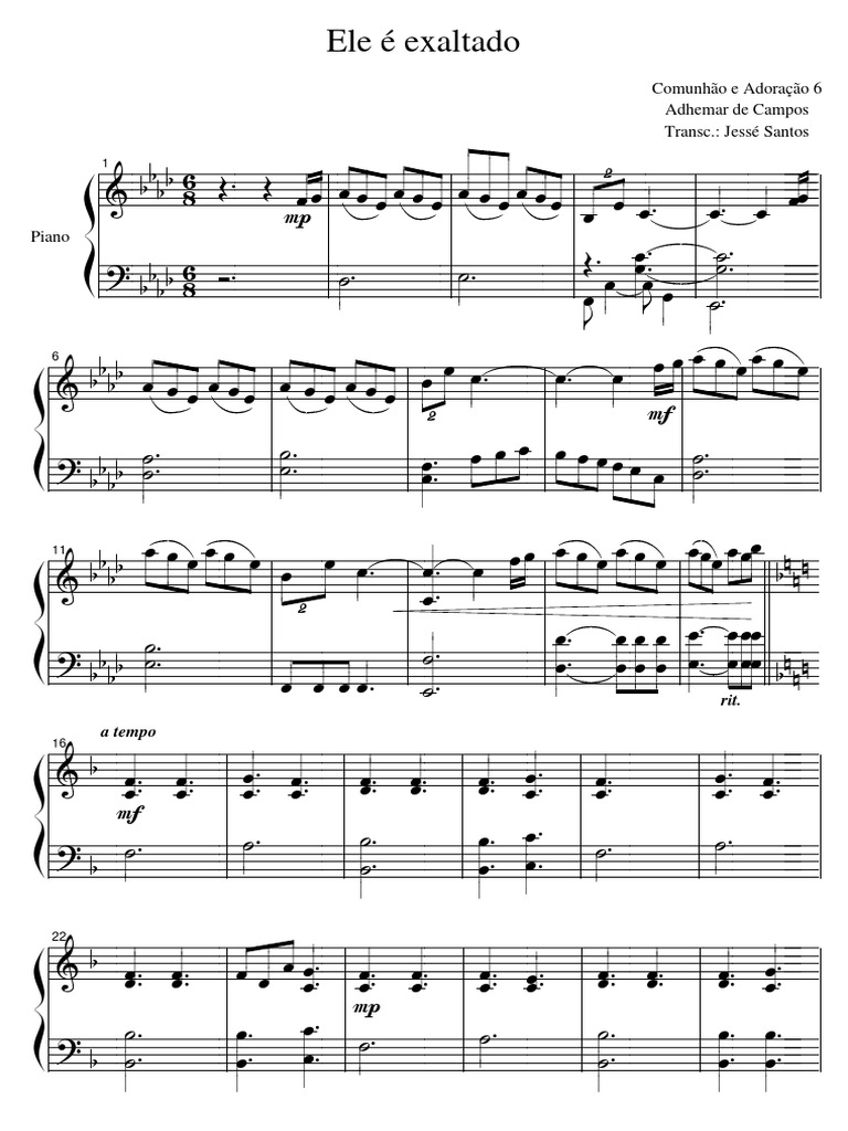 Ele É Exaltado - Piano | PDF