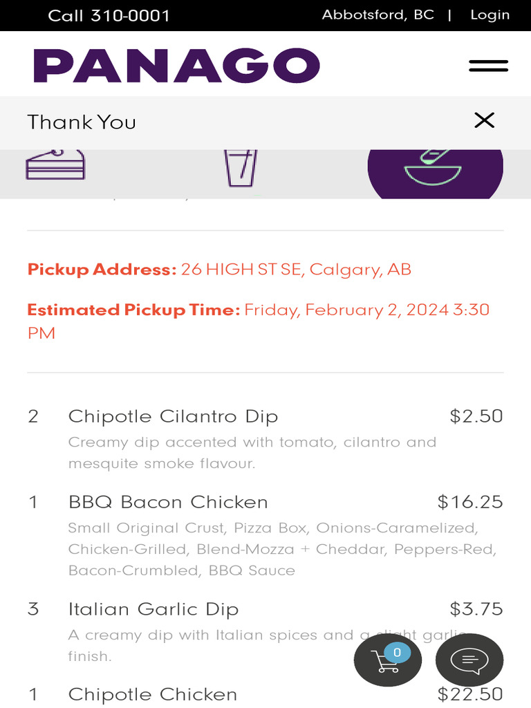 Dips Menu Local Food Delivery Panago Pizza | PDF