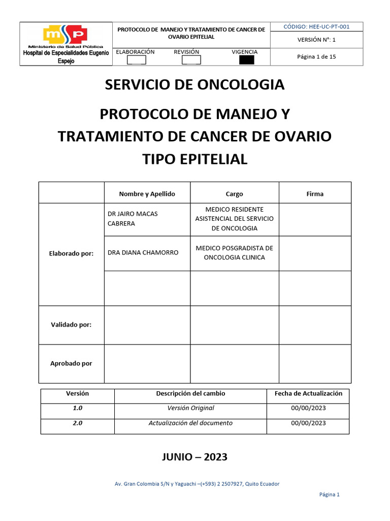 Protocolo de Ovario | PDF | Cáncer | Cáncer de ovarios