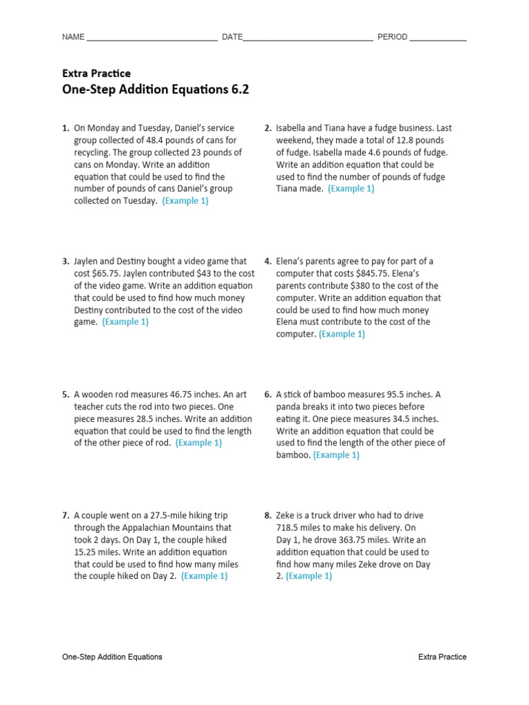 6.2 Extra Practice | PDF | Equations | Mathematical Objects