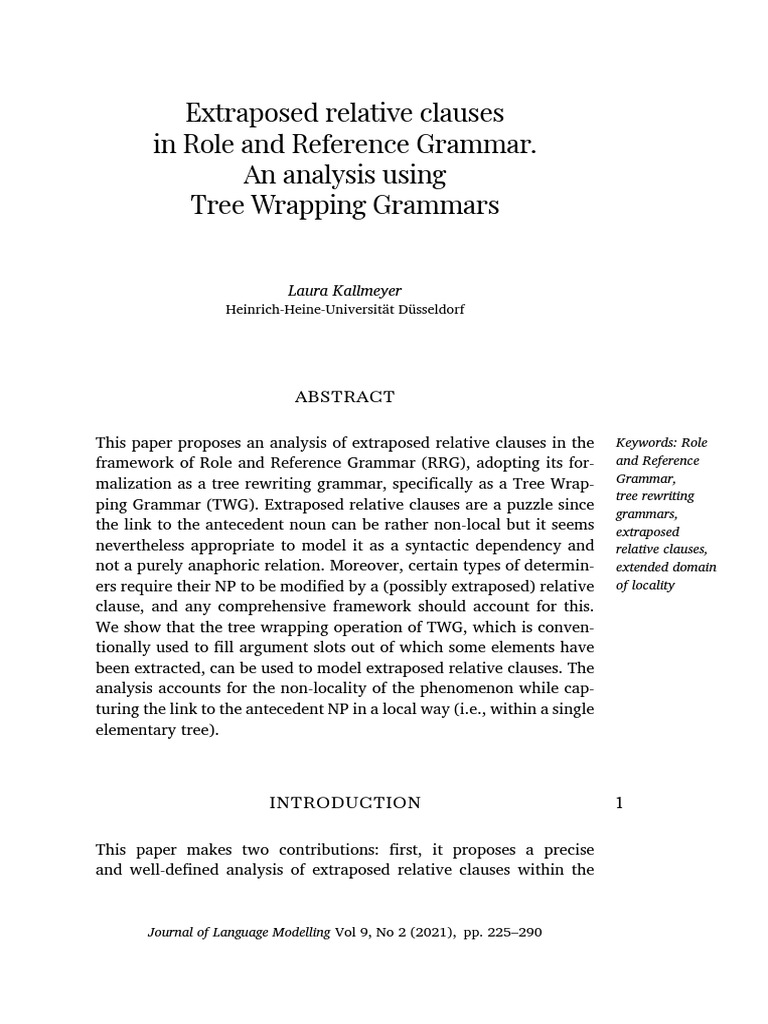 M Wolinska,+kallmeyer-E2 | PDF | Syntax | Clause