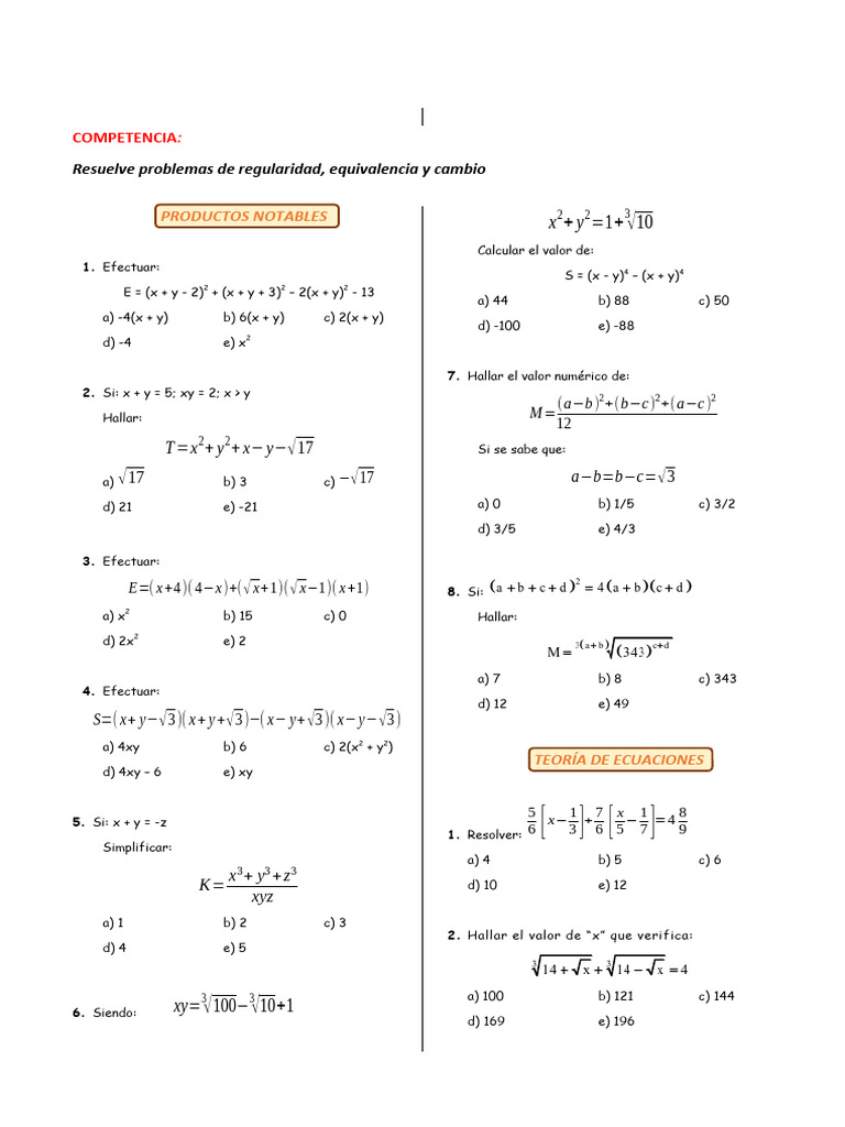 Ejercicios De Matematica Pdf Matemáticas Objetos Matemáticos