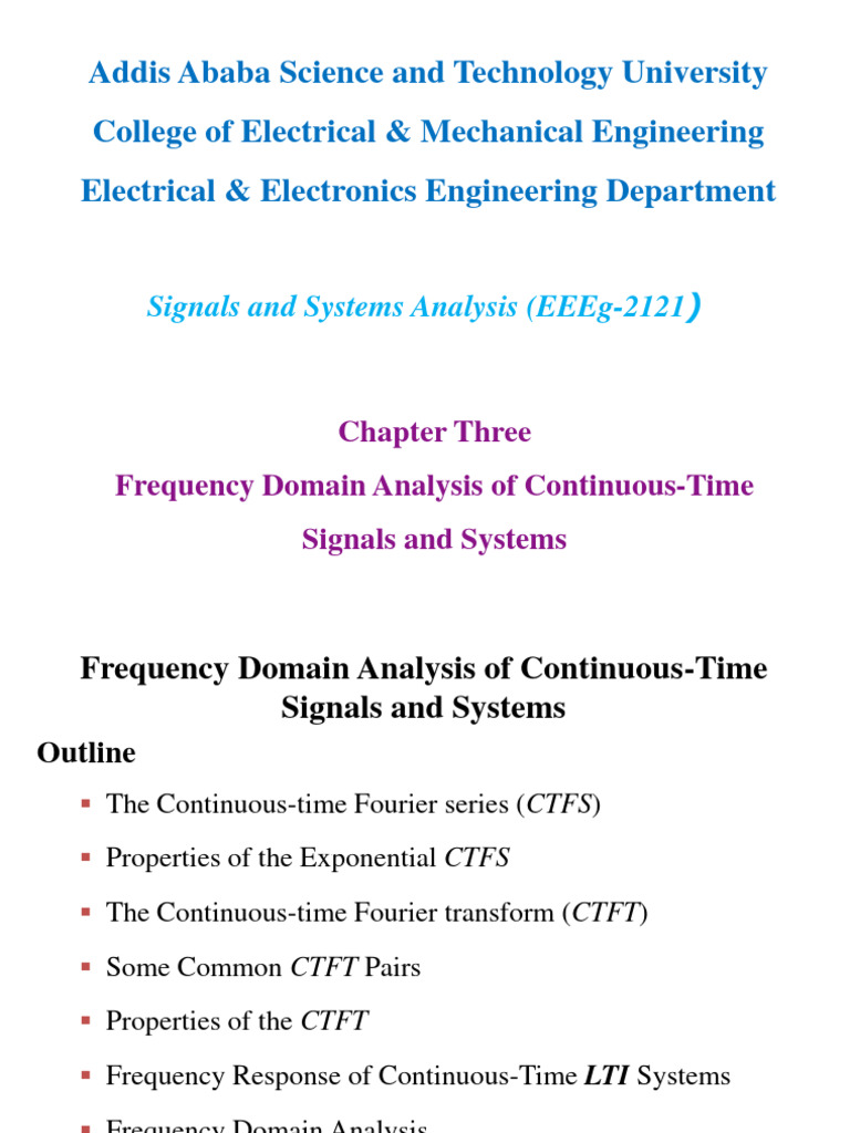 04 Frequency Domain Analysis of | PDF | Fourier Series | Fourier Transform