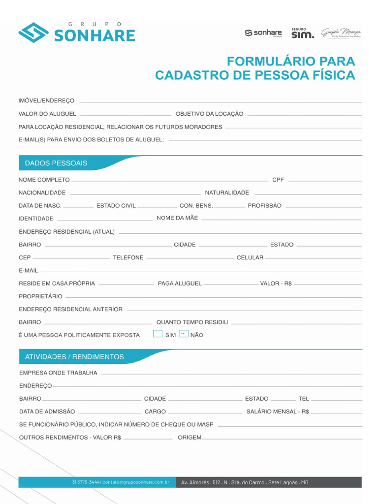 Ficha de Cadastro- Pessoa Física | PDF Ficha de Cadastro- Pessoa Física | PDF