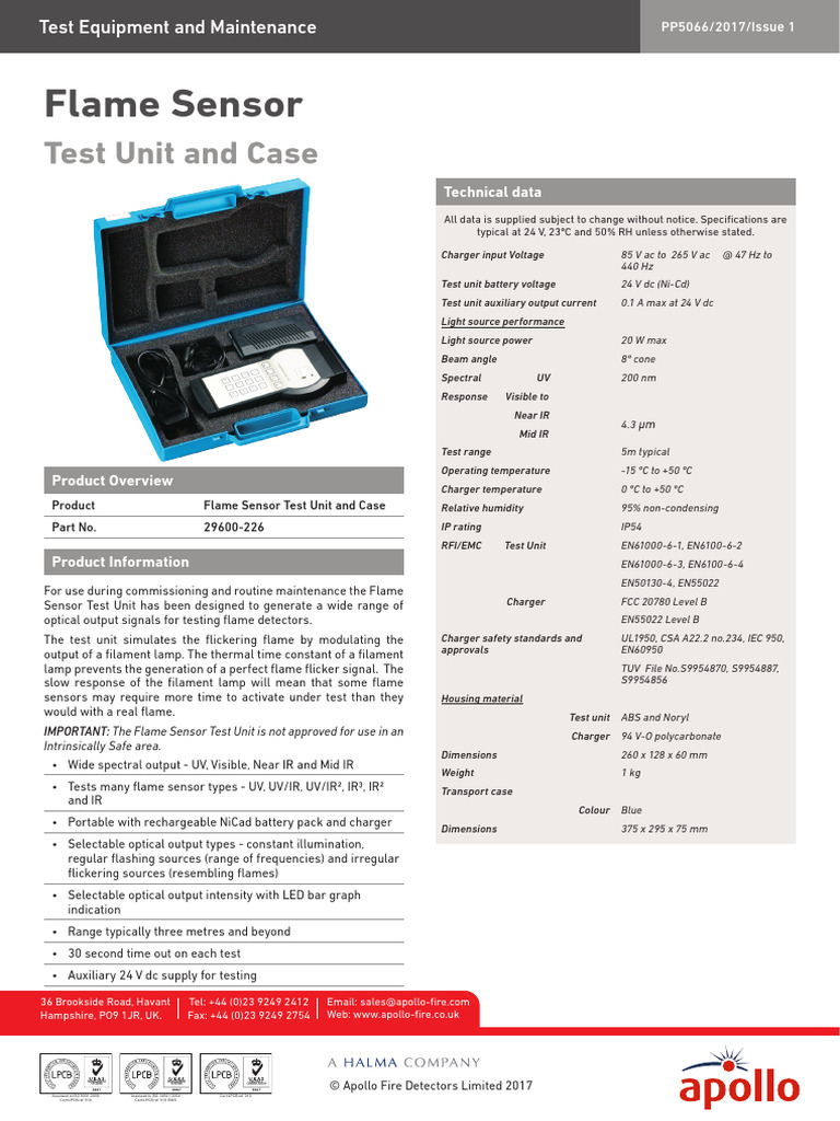 PP5066 Flame Sensor Test Unit and Case Datasheet | PDF | Battery ...