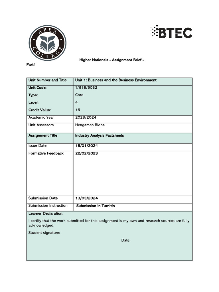 Unit 1 Part1 Assignment Brief | Download Free PDF | Strategic Planning ... Unit 1 Part1 Assignment Brief | Download Free PDF | Strategic Planning ...