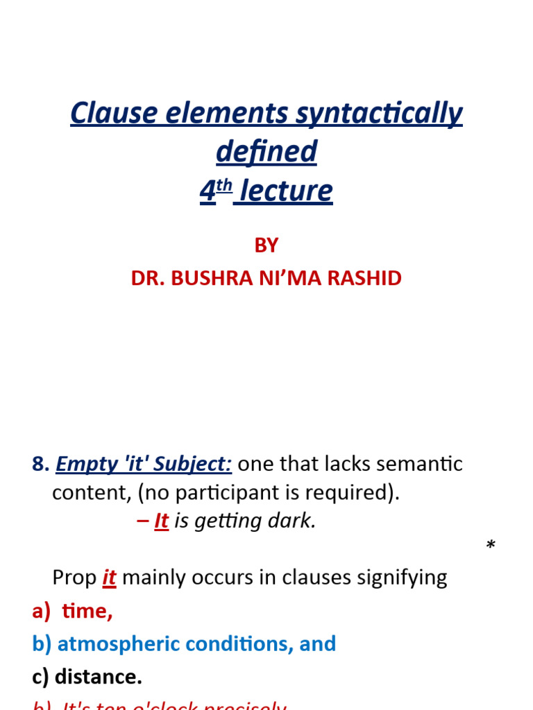 Clause Elements Syntactically Defined | PDF | Verb | Object (Grammar)