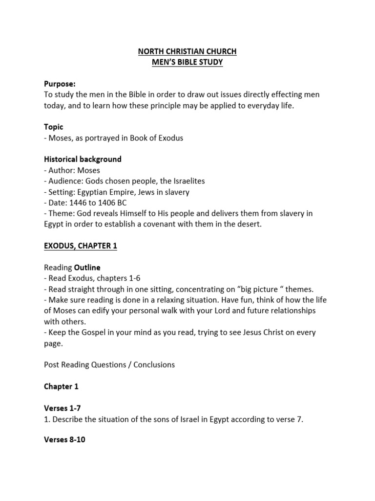 NCC Mens Bible Study Moses FINAL | PDF | Book Of Exodus | Moses