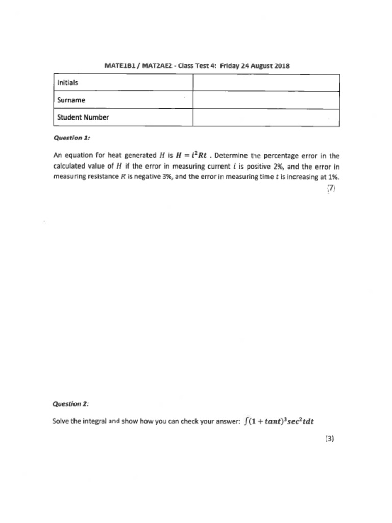 Mate1b1 - Klastoets 4 - Memo - 24 Aug 2018 | PDF