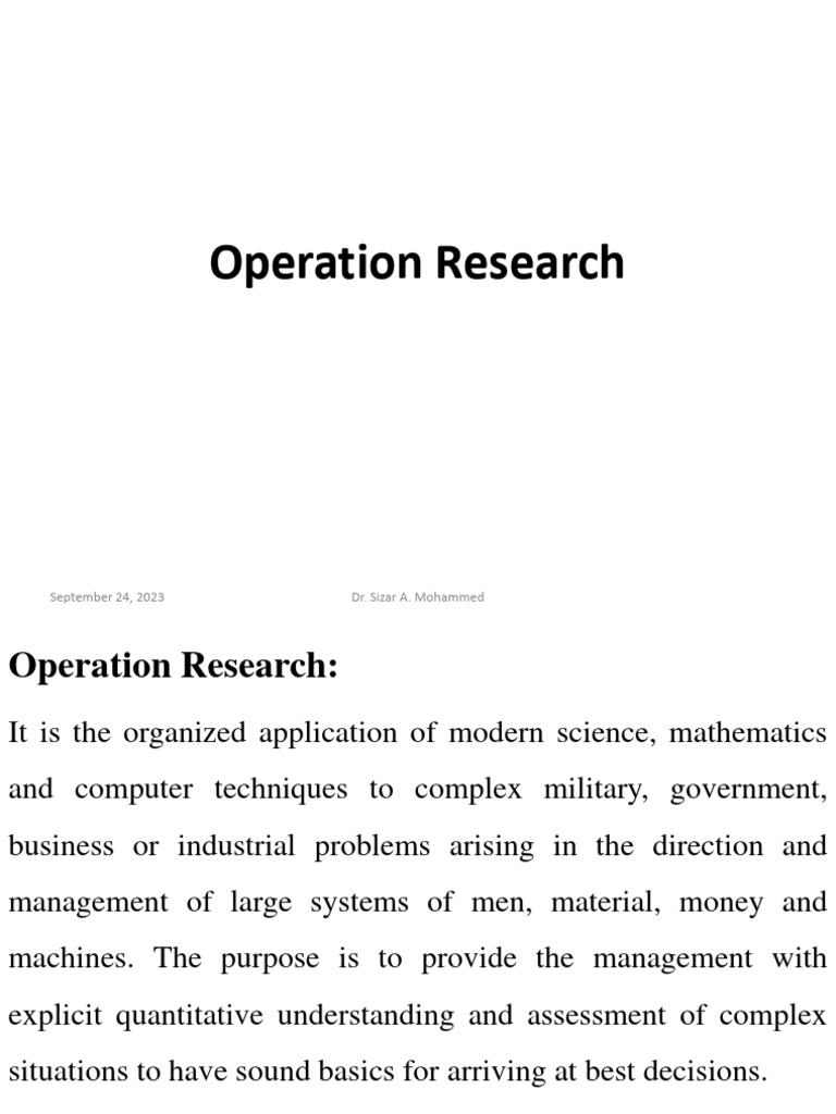 Operation Research | PDF | Mathematical Optimization | Operations Research