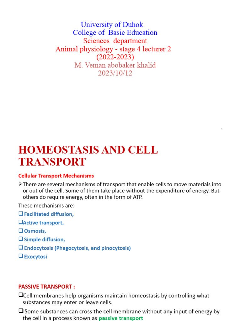 Cell Transport & Homeostasis Guide | PDF | Cell Membrane | Osmosis