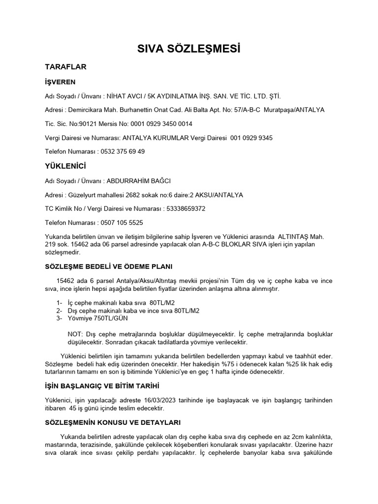 Siva Sözleşmesi̇ | PDF