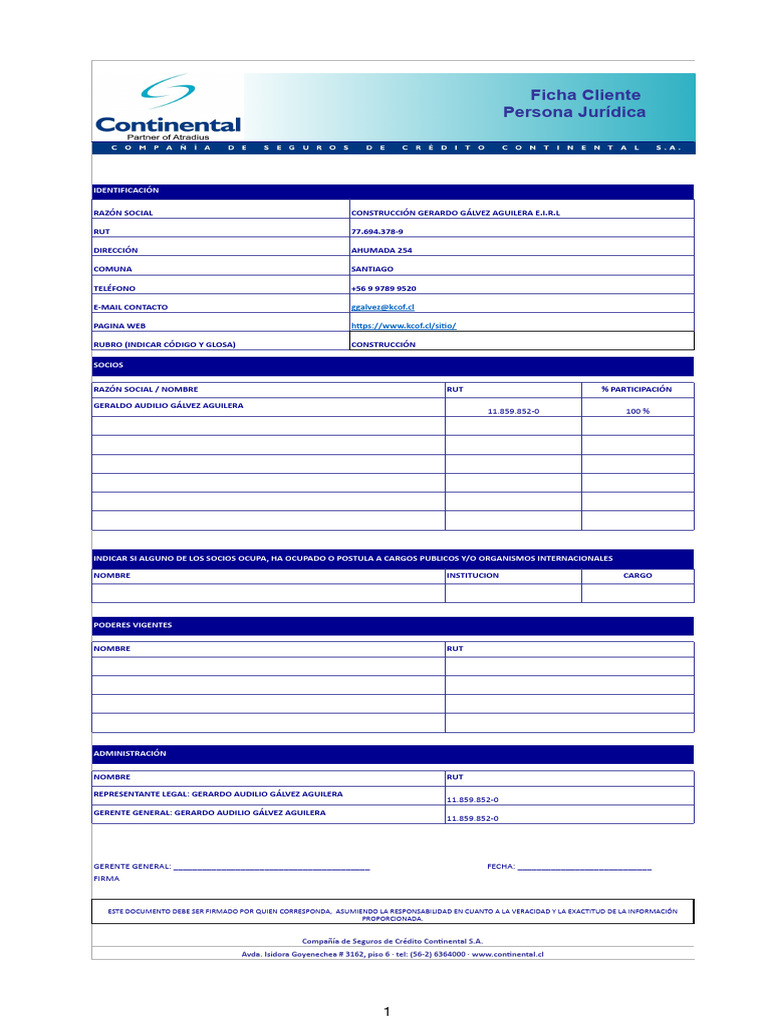 FICHA CLIENTE-Hoja1 | PDF