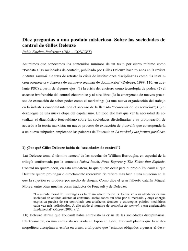 Diez Preguntas A Una Posdata Misteriosa. | PDF | Michel Foucault ...