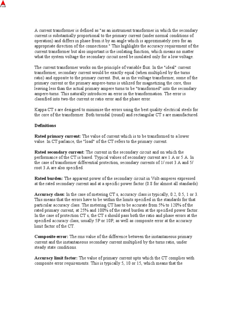 CT Types, Standards, Tests Explained | PDF | Transformer | Electric Current