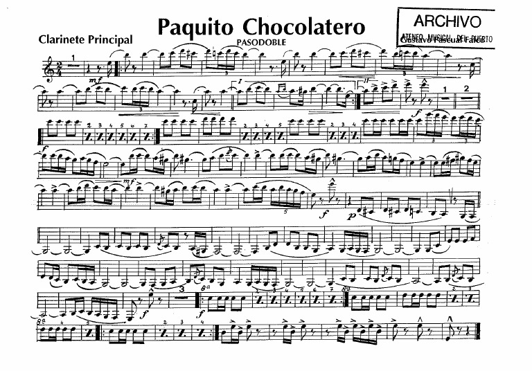 Paquito El Chocolatero-Clarinet | PDF