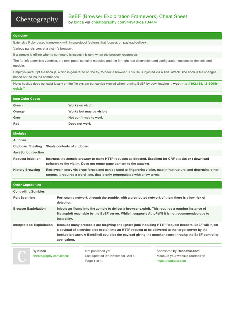 Binca Beef Browser Exploitation Framework Pdf Java Script Telecommunications