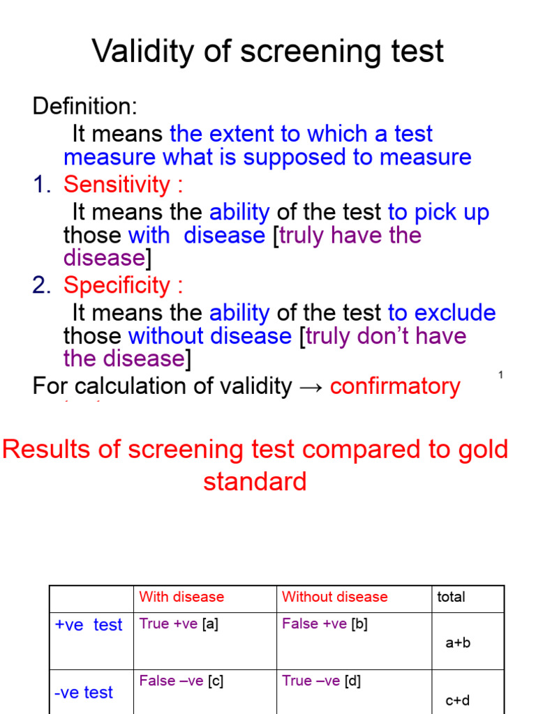 Screening Test Validity Guide | PDF | Science & Mathematics