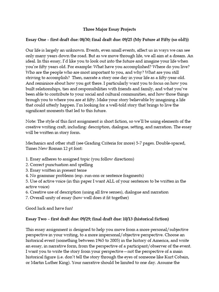 Major Essay Projects Overview | PDF | Verb | Subject (Grammar)