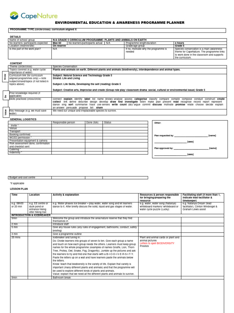 Lesson Plan - Biodiversity - Plants and Animals On Earthbiodiversity ...