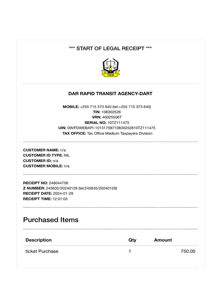EFD - Receipt Verification | PDF