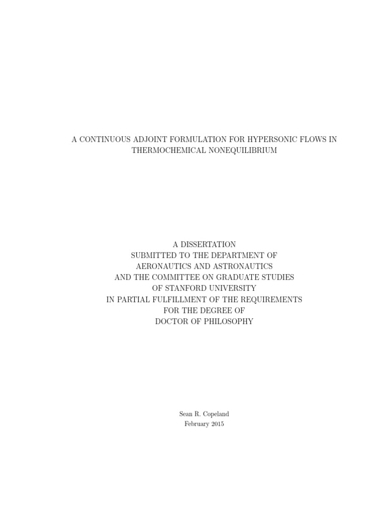 A Continuous Adjoint Formulation For Hypersonic Flows in Thermochemical Nonequilibrium - 2015 ...